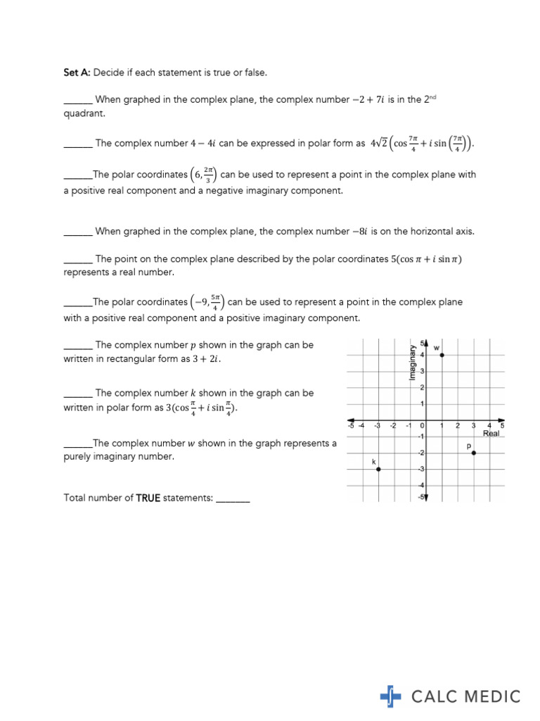 Unit 8 Review - AP Precalculus - Calc Medic (2) | PDF | Complex Number ...