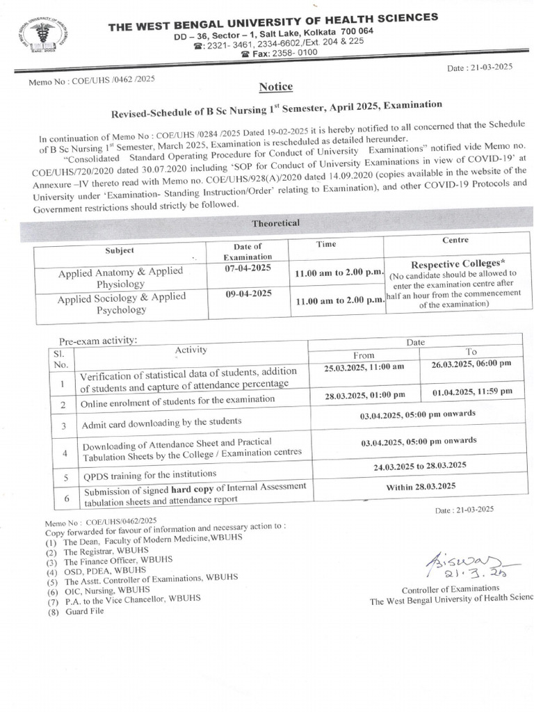 Revised-Schedule-of-BSc-Nursing-1st-Semester-Apri_250321_140030 | PDF