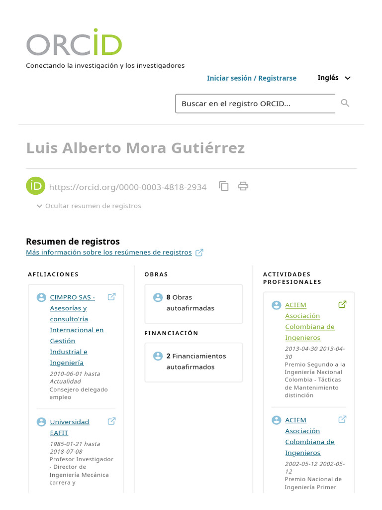 ORCID Luis Alberto Mora Gutiérrez (0000-0003-4818-2934) - OrCID | PDF ...