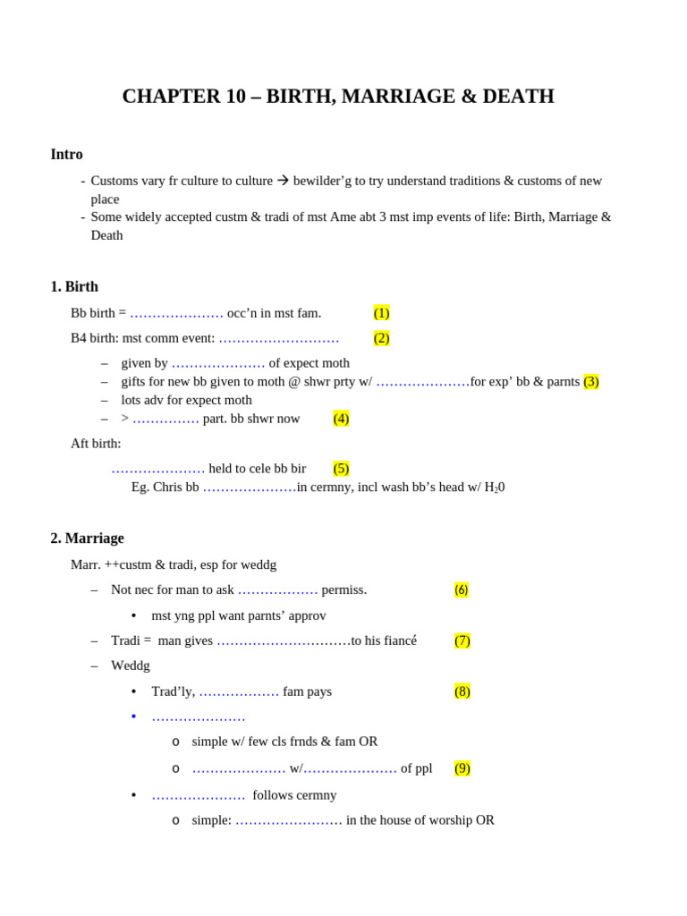 CHAPTER 10 Birth, Marriage & Death | PDF