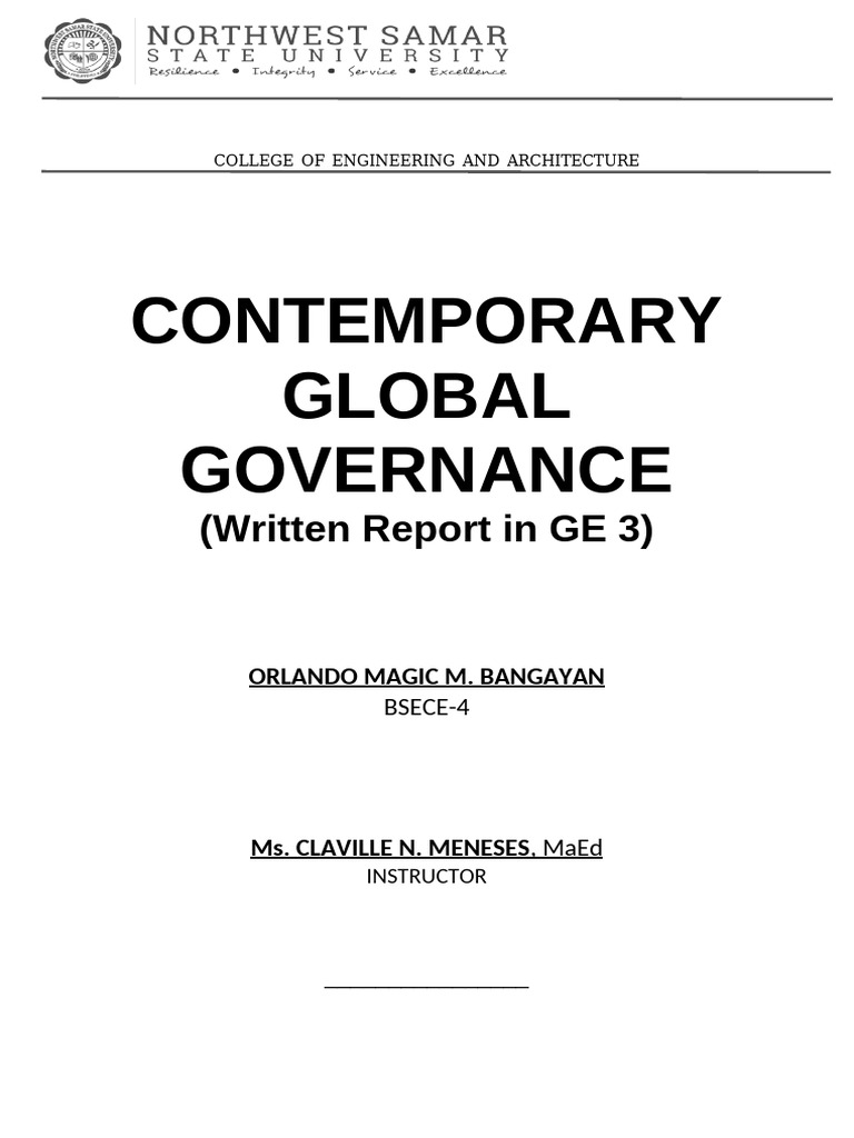 Witten Report Contemp. Global Gov. | PDF | United Nations | International Relations