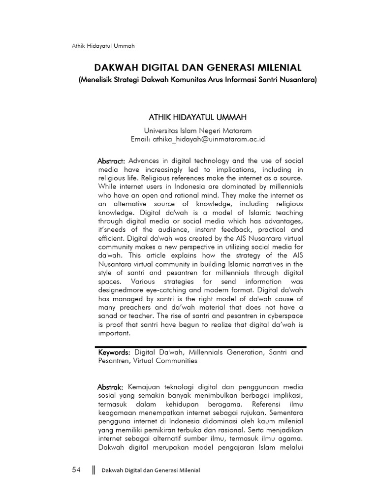 Strategi Dakwah Digital untuk Milenial | PDF