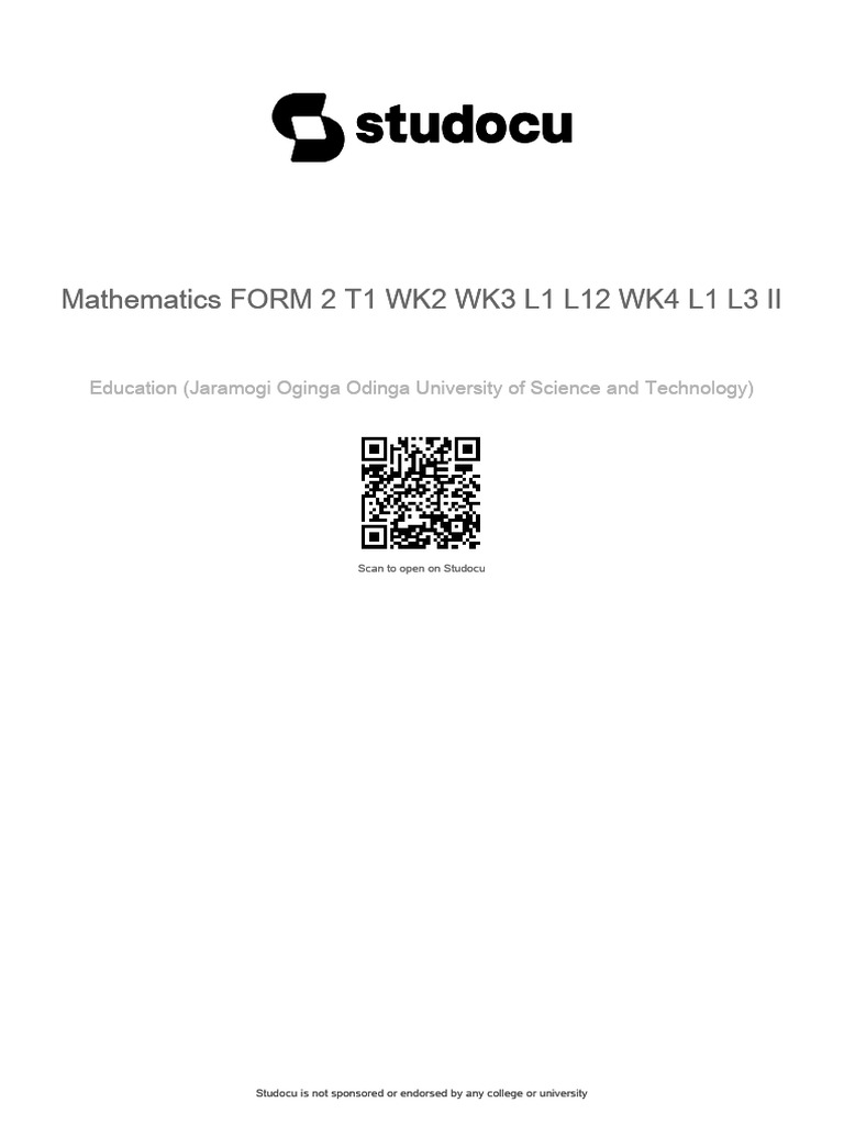 Mathematics Form 2 t1 wk2 wk3 l1 l12 wk4 l1 l3 II | PDF | Lesson Plan ...