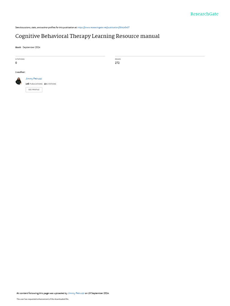 Cognitive Behavioral Therapy Learning Resource Manual | PDF | Cognitive ...