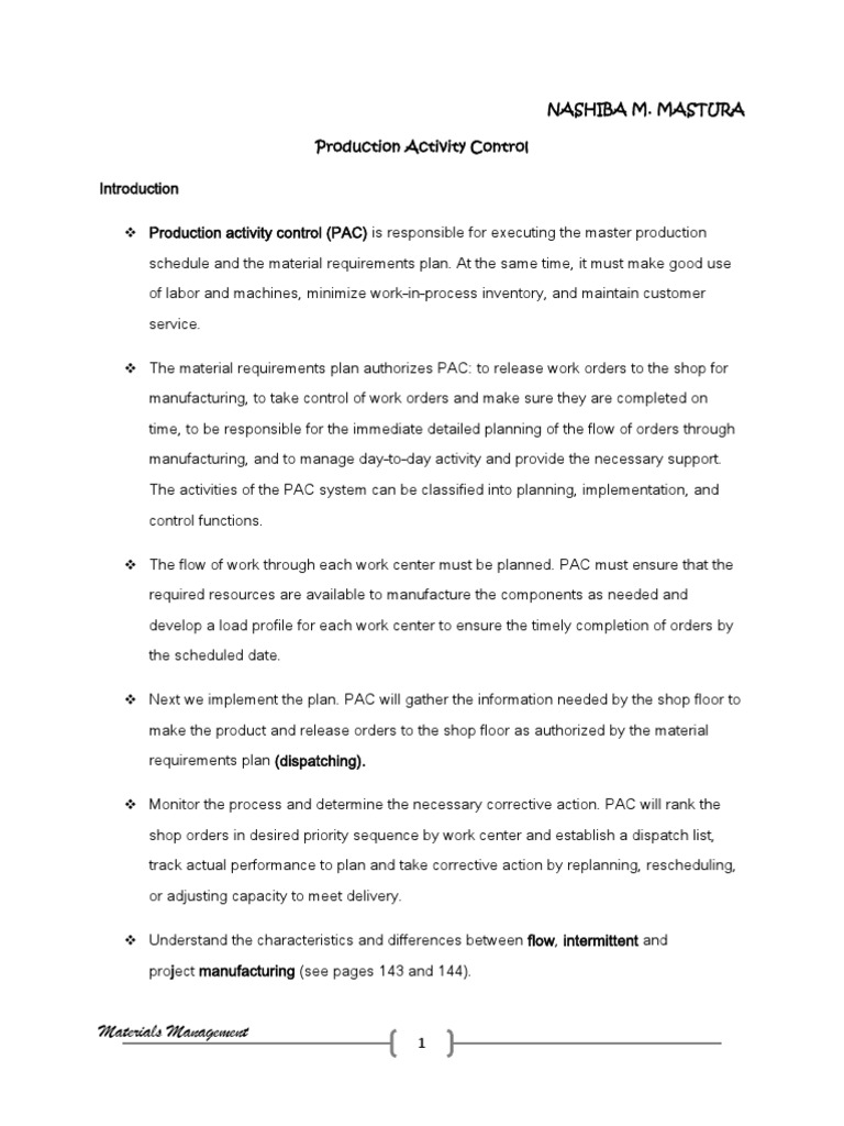 Production Activity Control | PDF | Inventory | Scheduling (Computing)