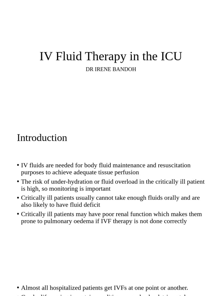 IV Fluid Therapy in ICU Management | PDF | Physiology | Clinical Medicine