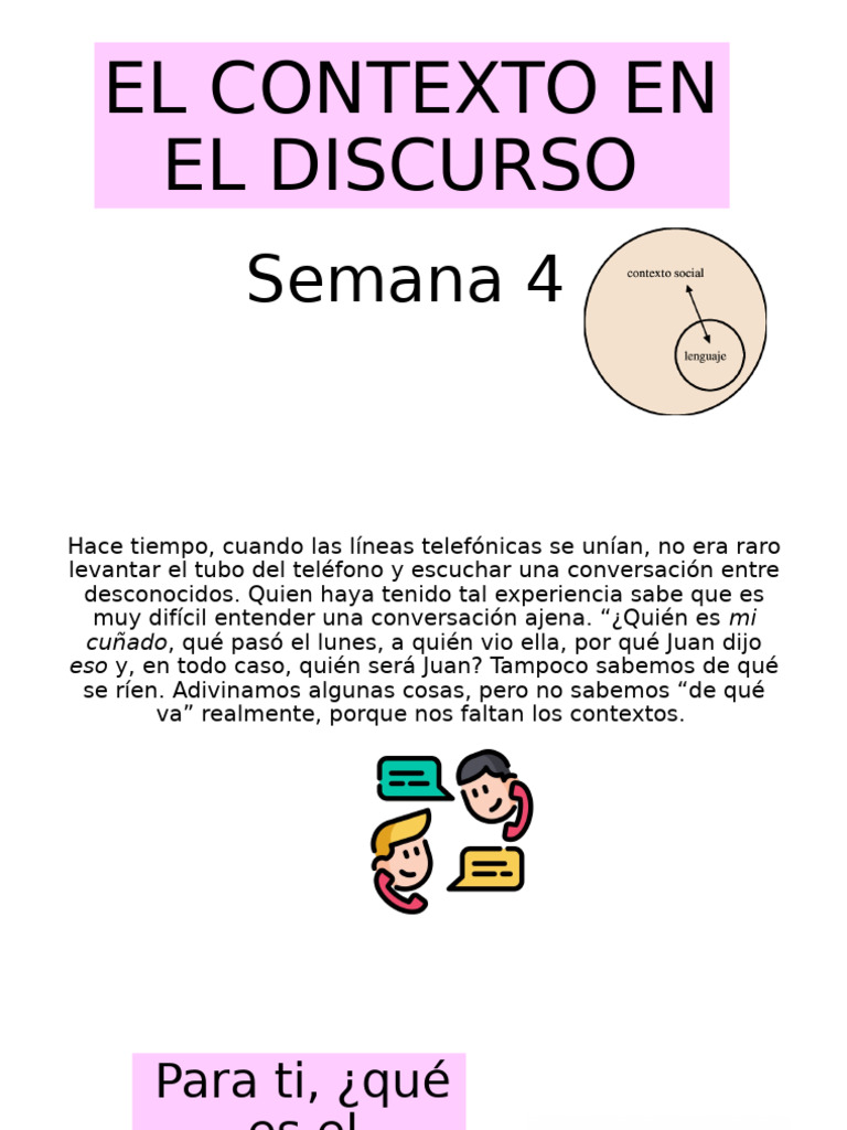 Semana 6 - El Contexto Discursivo | PDF | Hablar en público | Antropología