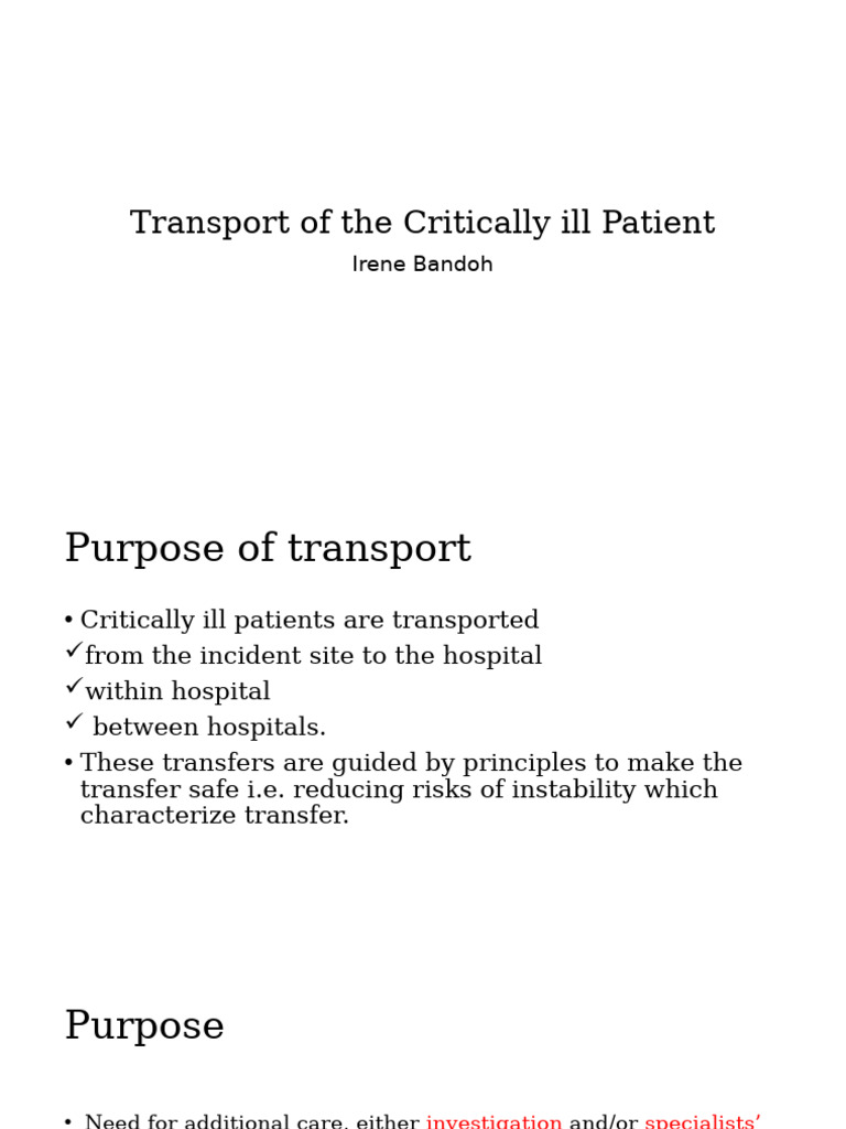 Safe Transport of Critically Ill Patients | PDF | Intensive Care ...