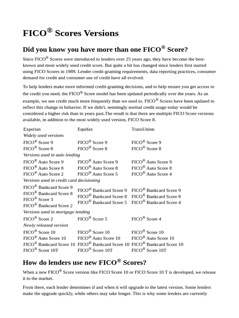 Fico Scoring Versions - GG | PDF | Credit | Finance & Money Management