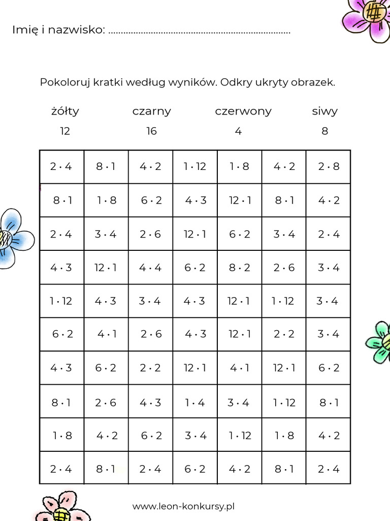 Mnożenie - Ukryty Obrazek | PDF