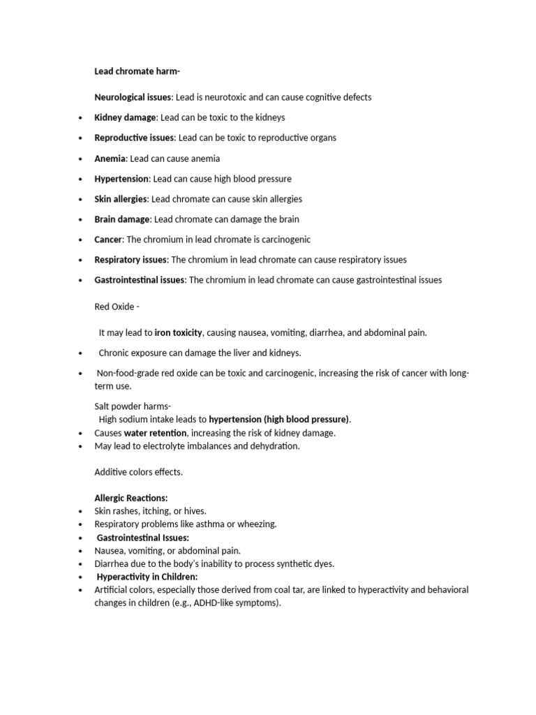 Lead Chromate Harm | PDF