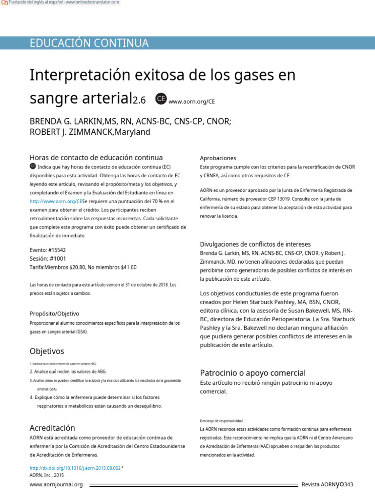 Interpretación Exitosa de Los Gases en Sangre Arterial - En.es | PDF ...