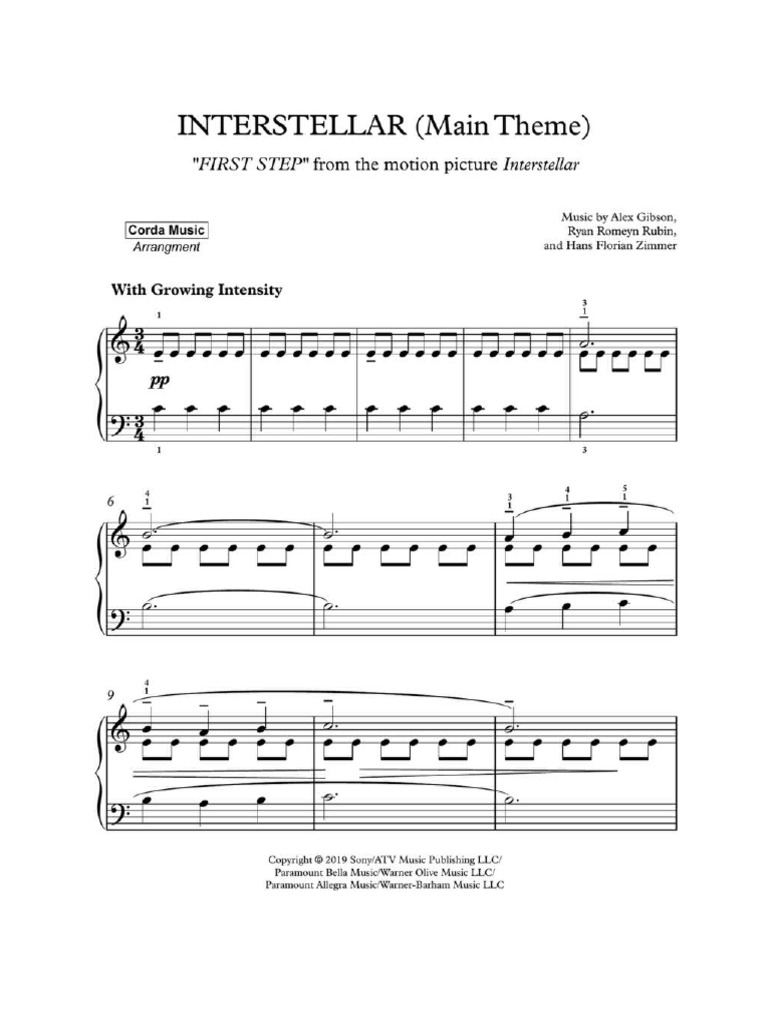 Interstellar Piano Music Sheet 2 PDF | PDF