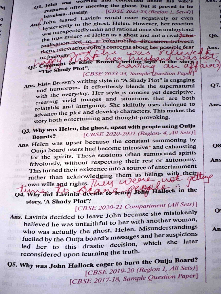 A Shady Plot (Very Important CBSE Questions) | PDF | Spiritualism