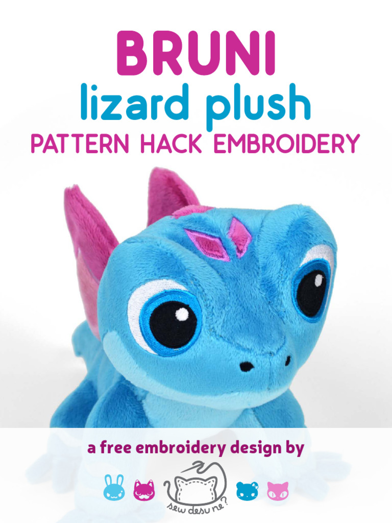 Free Bruni Lizard Plush Embroidery Design | PDF | Sewing | Embroidery