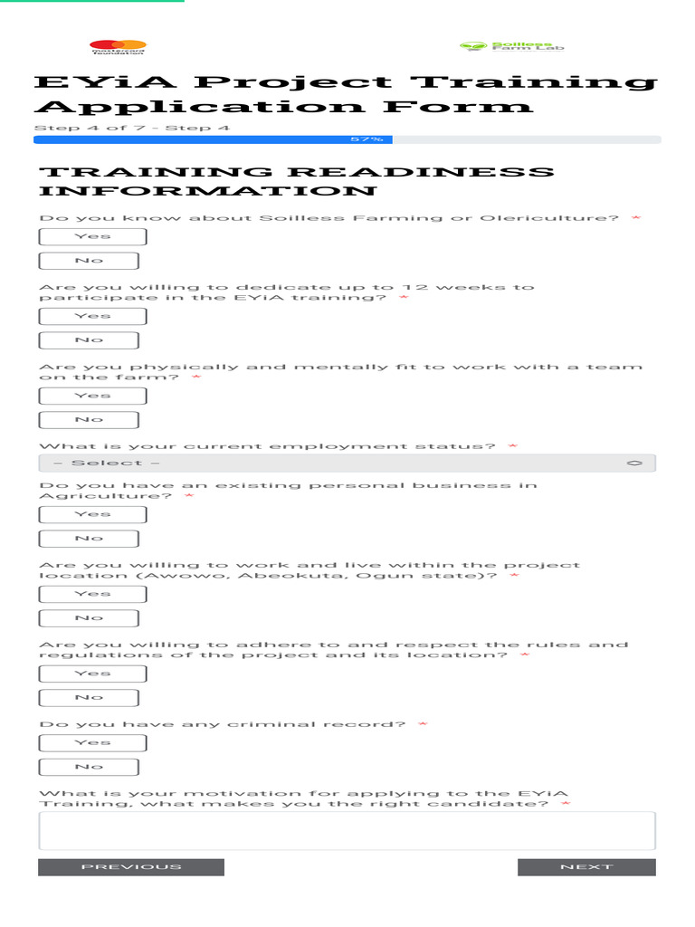 EYiA Project Training Application Form - EYiA Project | PDF