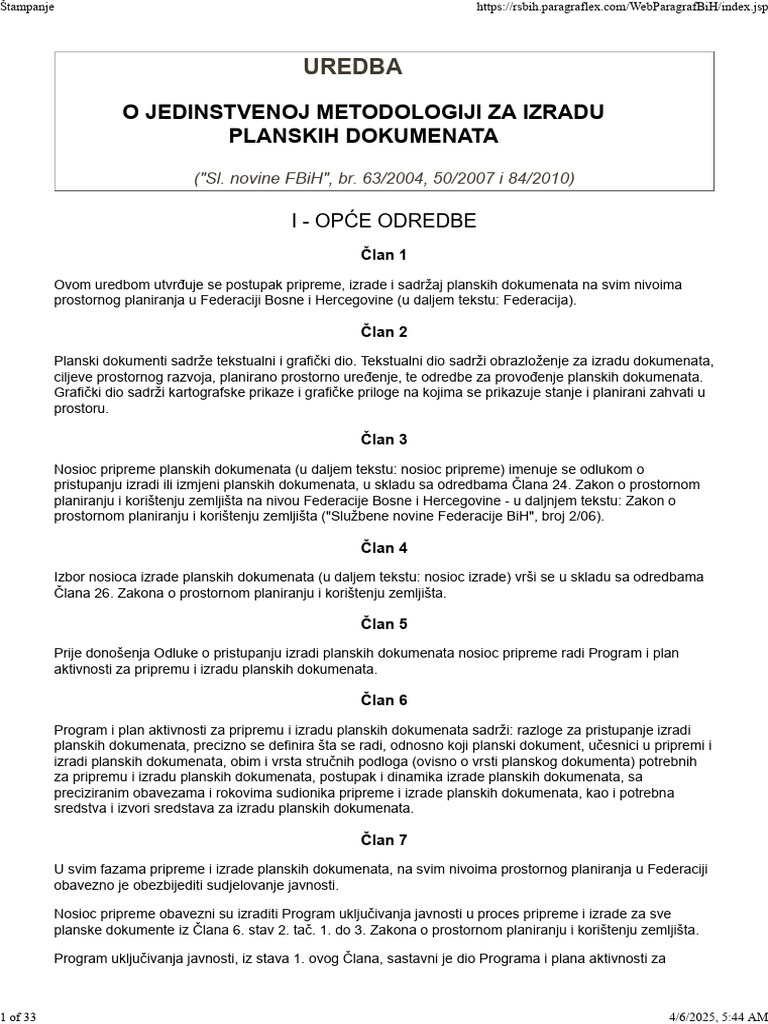 Uredba o Jedinstvenoj Metodologiji | PDF