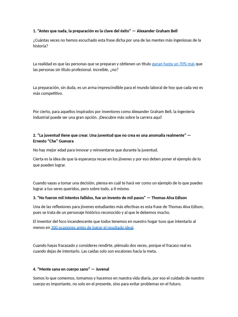Reflexiones de Oportunidades para Jóvenes | PDF | Amor