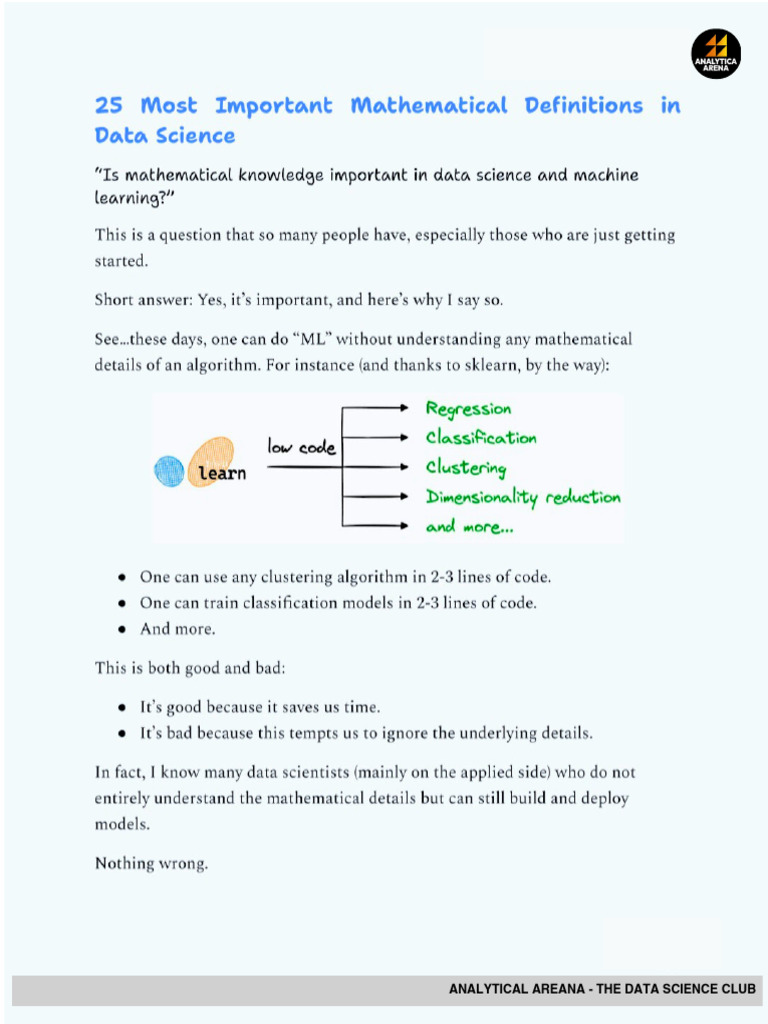 25 Most Important Mathematical Definitions. | PDF