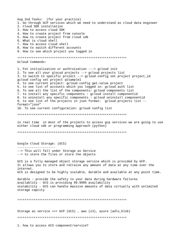 20230804 Gcp Gcloud Commands Notes Pdf Centralized Computing