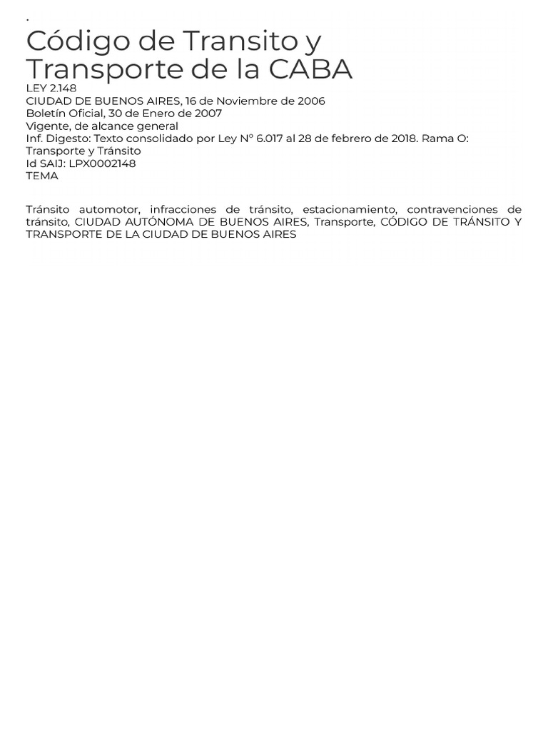 Código de Transito y Transporte de La CABA | PDF