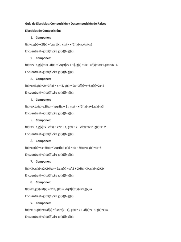 Ejercicios de Composición y Descomposición | PDF