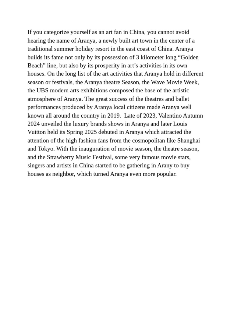 Aranya: China's Emerging Art Destination | PDF