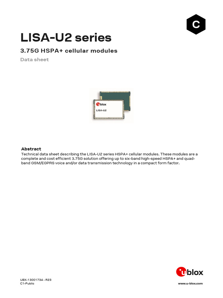 LISA-U2_DataSheet_UBX-13001734 | PDF | High Speed Packet Access ...