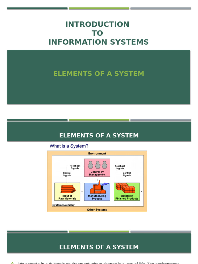 PMS117Lesson 3 Elements of An Information System | PDF | System | Feedback