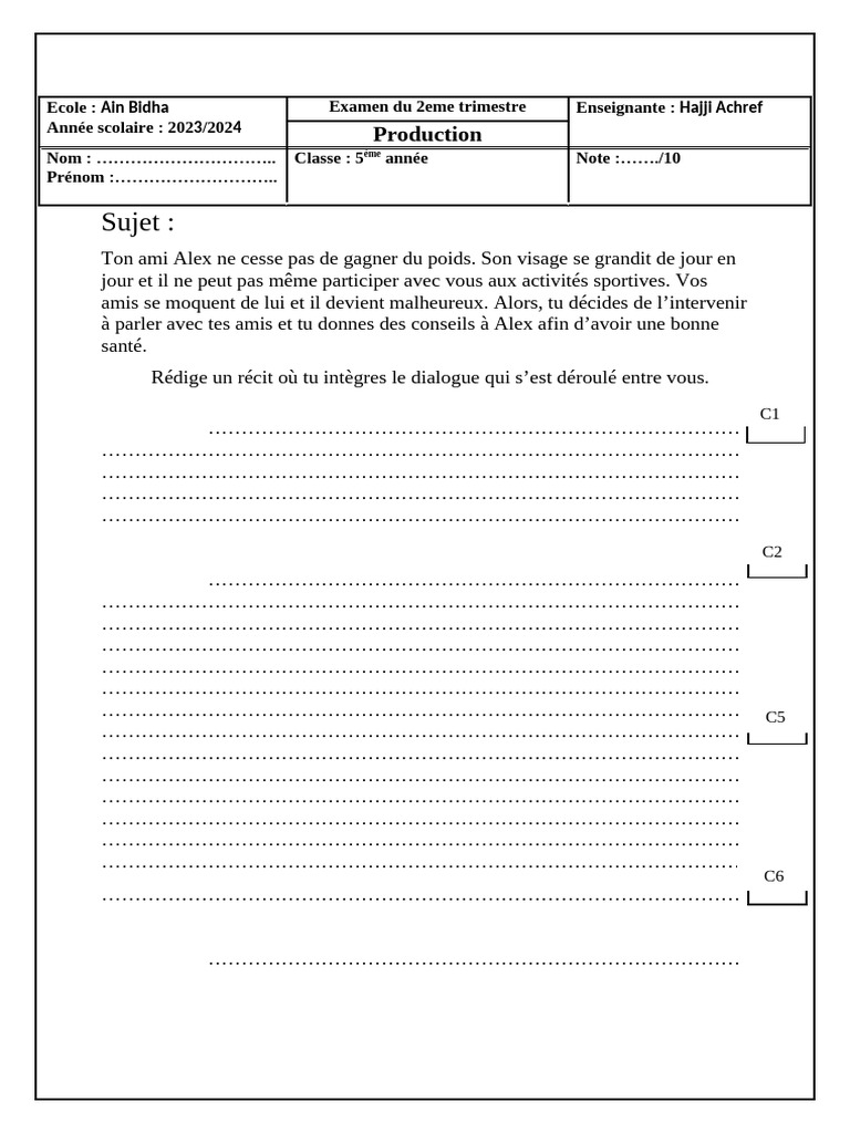Production5eme6eme2tri Achref | PDF