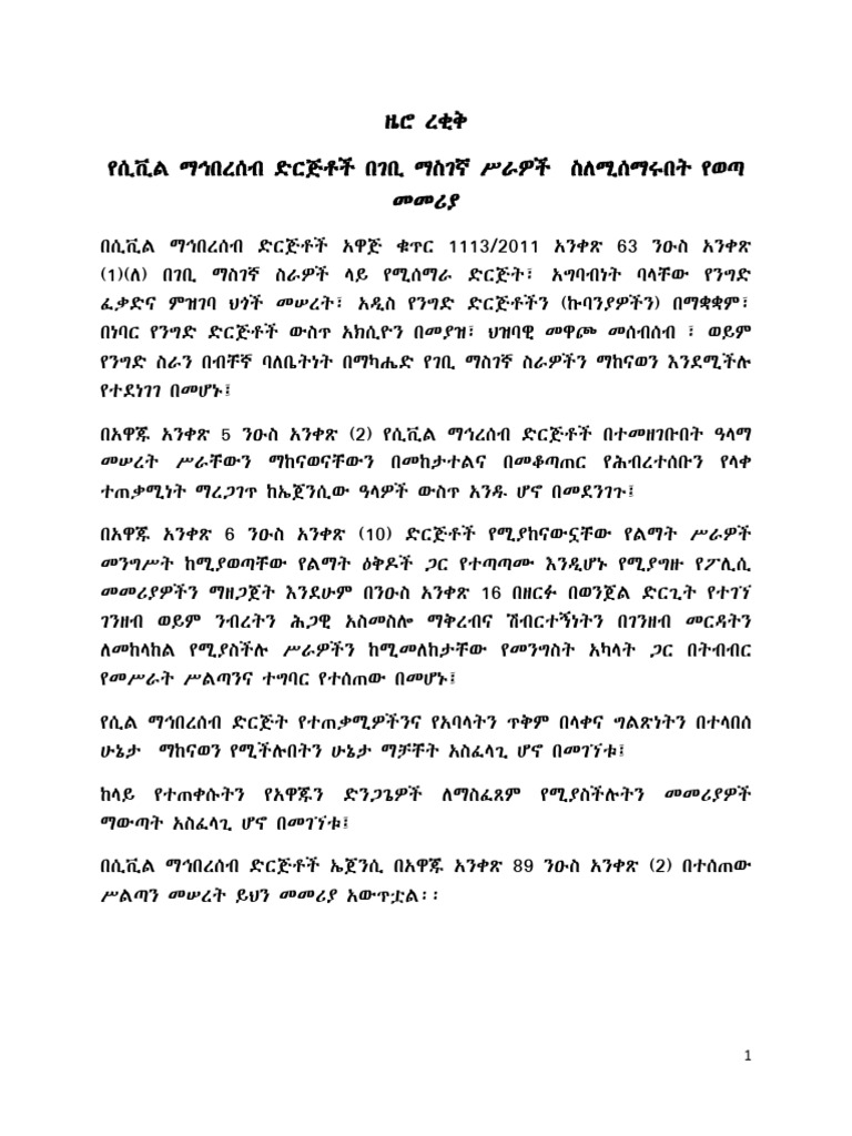 ACSO Draft Directive On Income Generating Activities Zero Draft | PDF