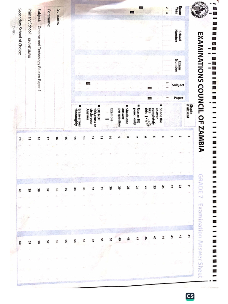 G7 Answer Sheet | PDF