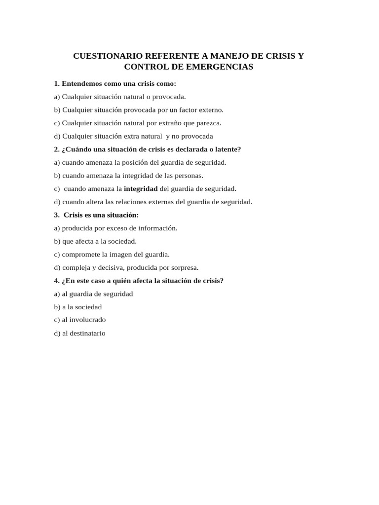 Manejo de Crisis y Seguridad | PDF