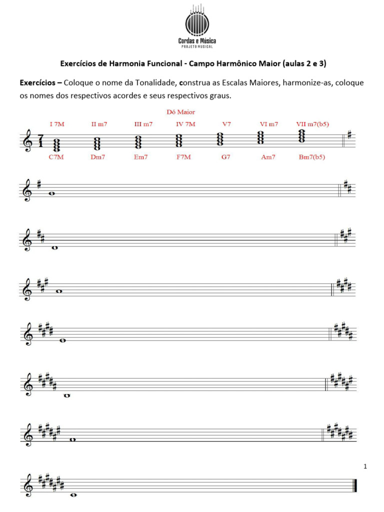 01 Harmonia Funcional Campo Harmônico Maior Aulas 2 e 3 Cópia | PDF