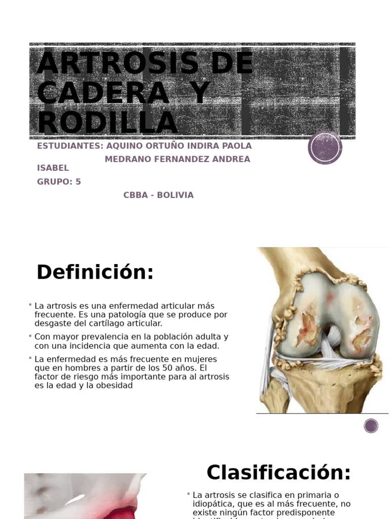 Artrosis de Cadera y Rodilla Grupo 5 | PDF | Osteoartritis | Rodilla