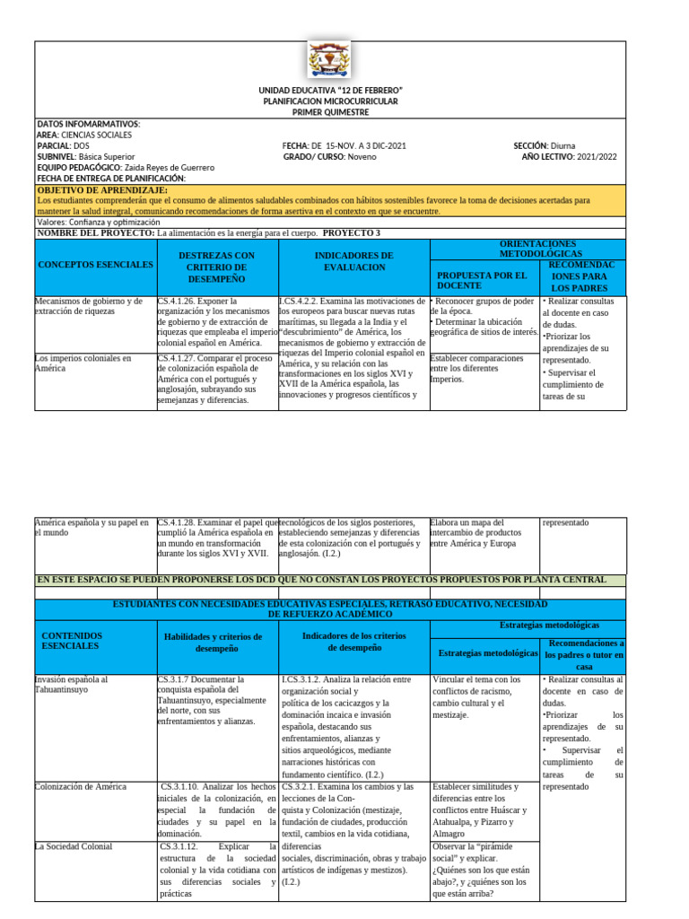 9° Eess Proyecto 3 2021-2022 | PDF | Imperio Inca | Imperio español