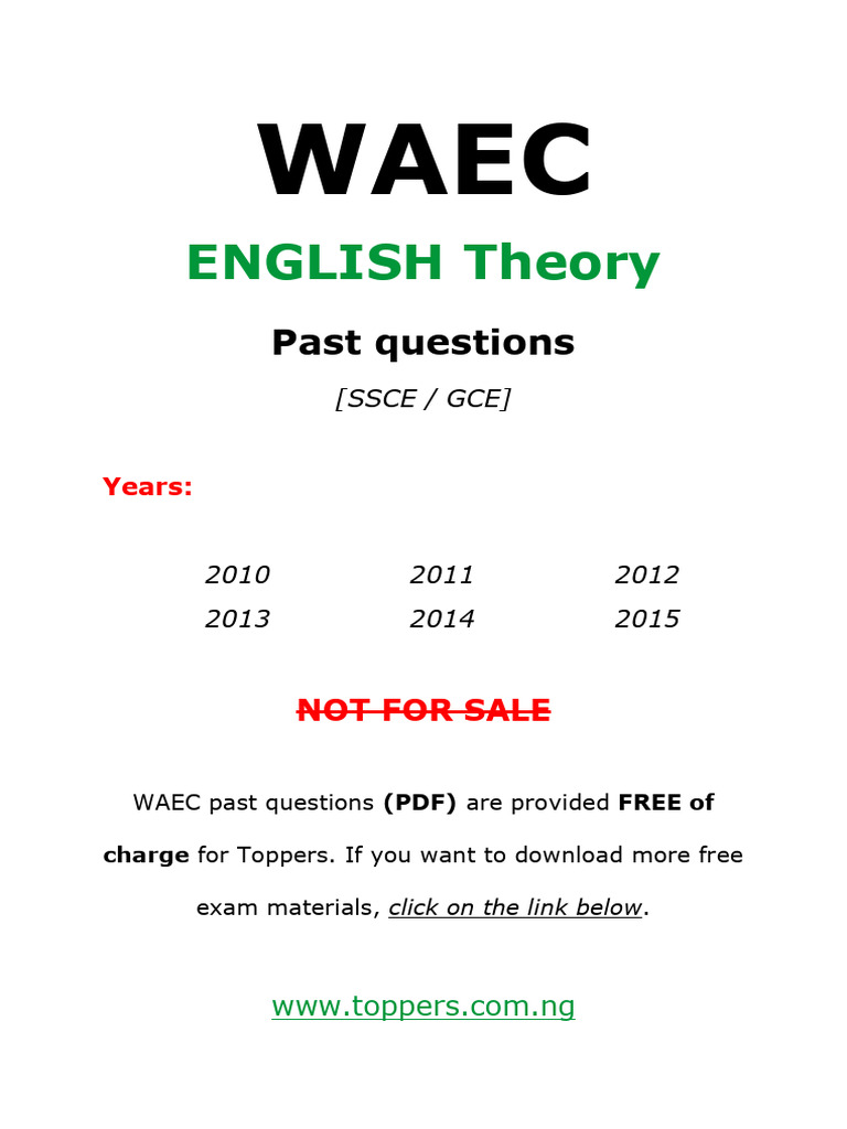 WAEC English Theory Past Questions | PDF | Books | Slum