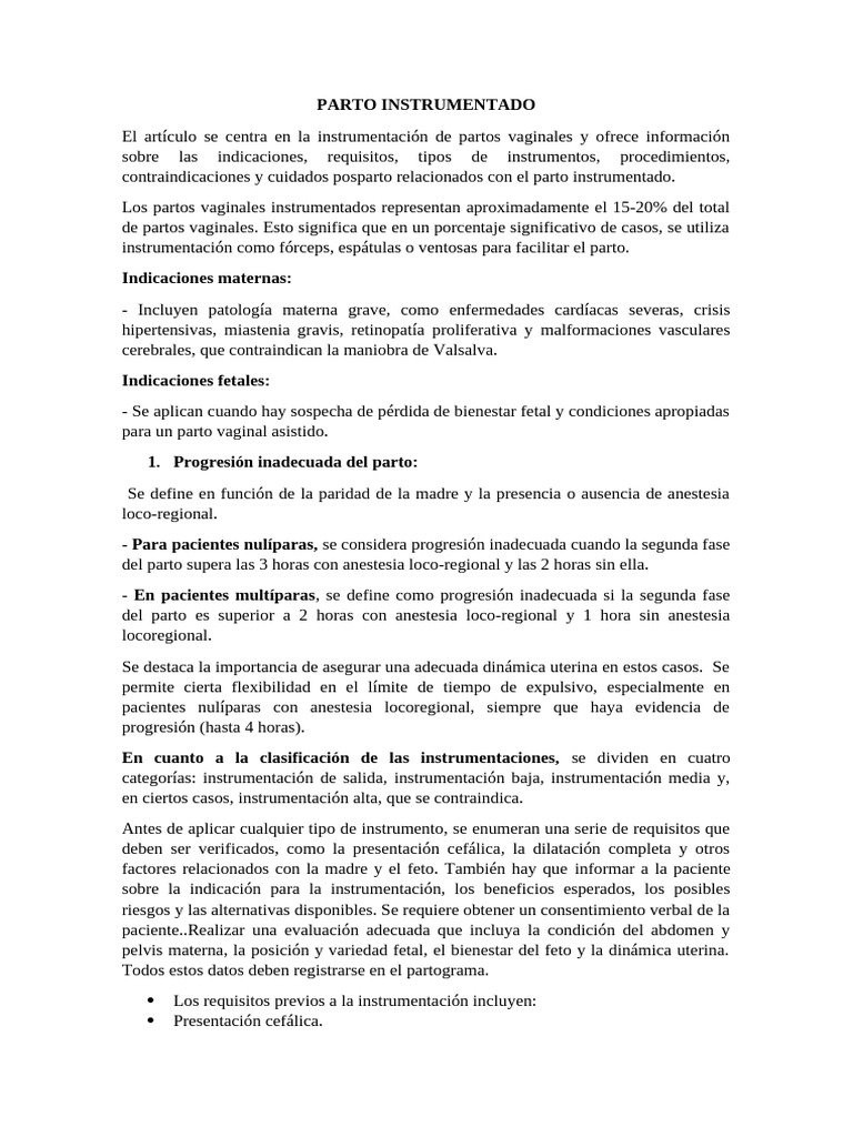Guía sobre Parto Instrumentado | PDF | Parto | Feto