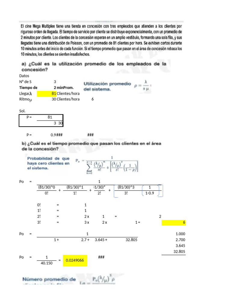 Ejercicio Resuelto de Teorias de Colas (1) | PDF