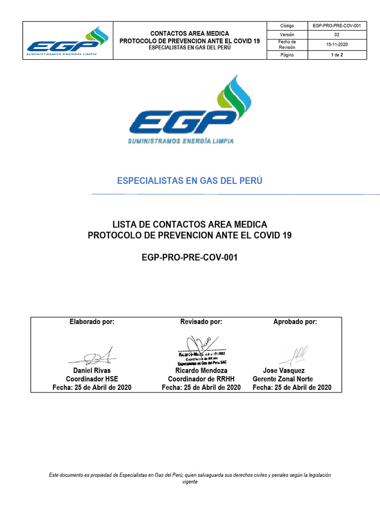 Lista de Contacto Area Medica Egp | PDF