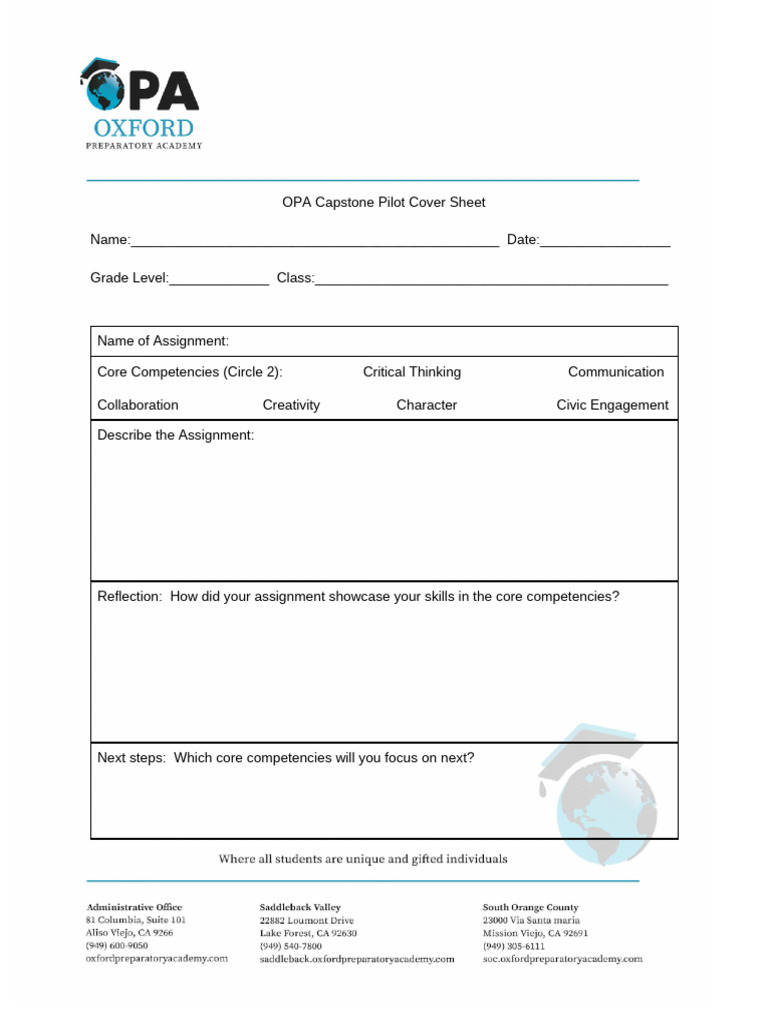 Elaine Li - OPA Capstone Reflection Cover Sheet (Make A Copy) | PDF