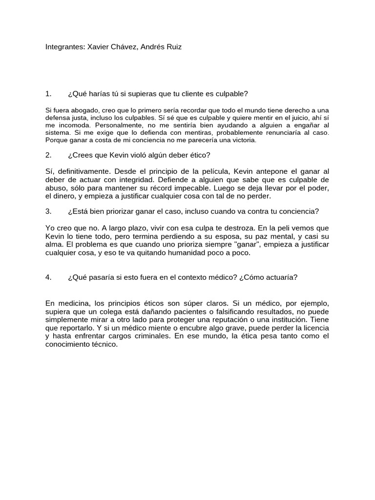 Preguntas Sobre La Pelicula | PDF