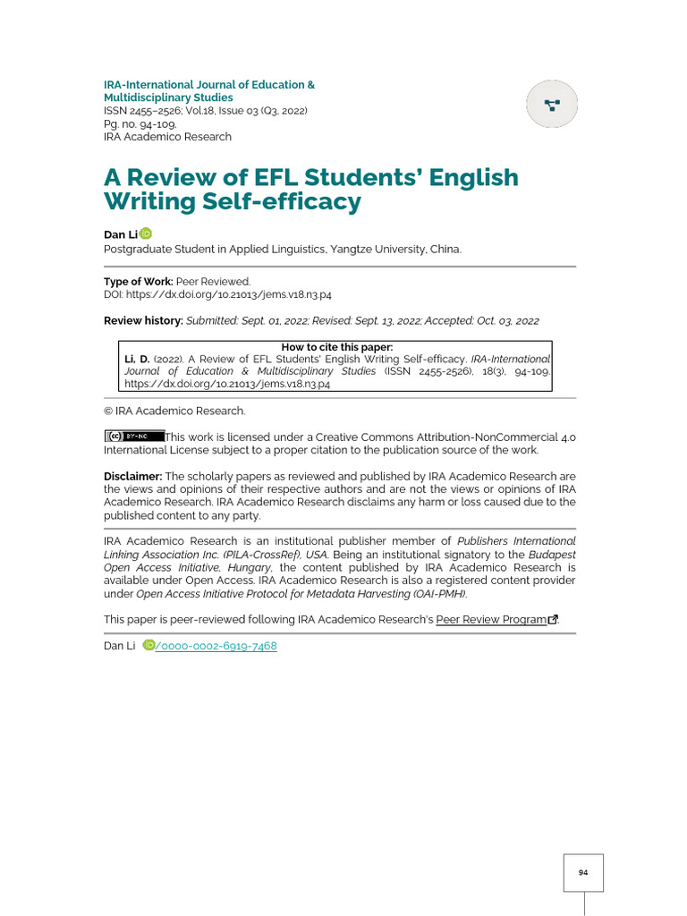 A_Review_of_EFL_Students_English_Writing_Self-eff | PDF | Self Efficacy ...