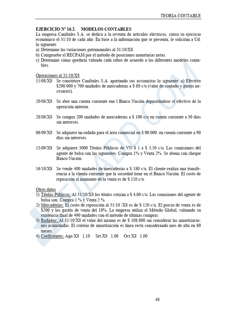 Modelo Contable Enunciados Ejercicios | PDF | Contabilidad | Bancos