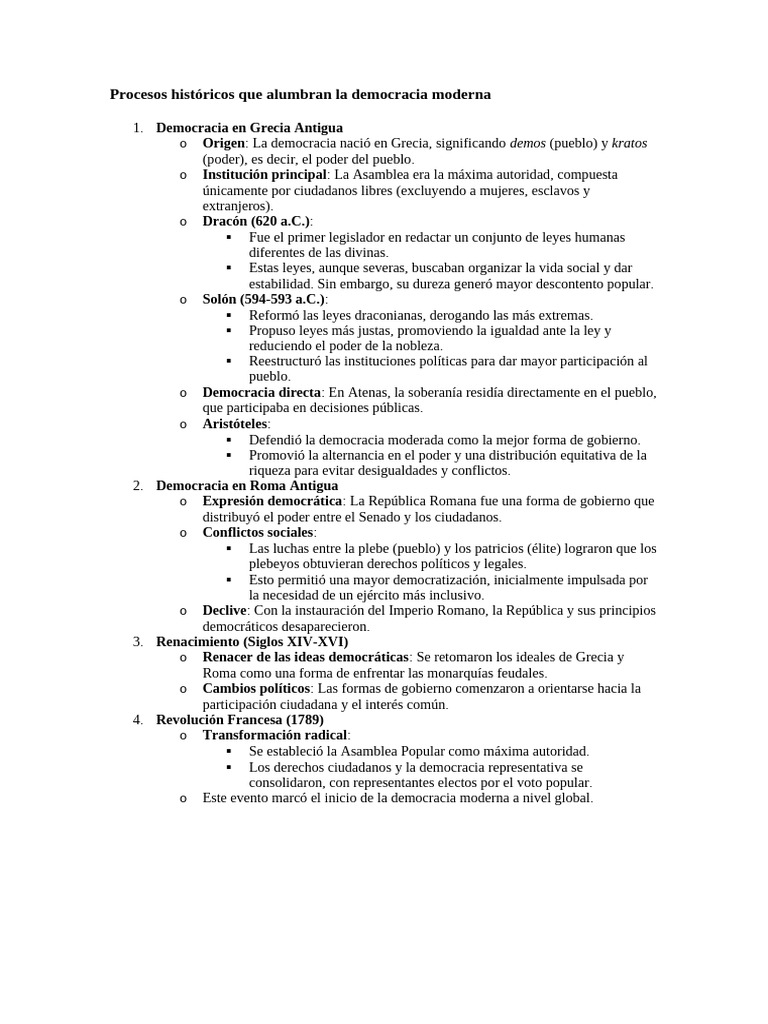 Procesos Históricos de la Democracia Moderna | PDF | Democracia ...