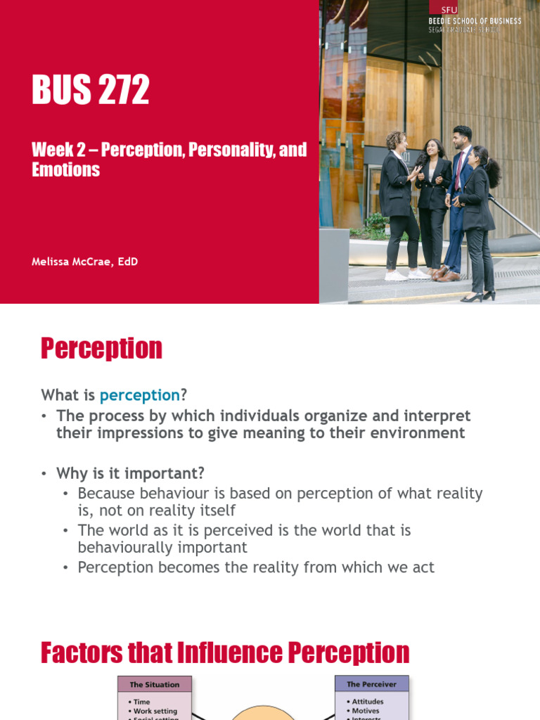 BUS 272 Class 2 Perception Personality Emotions | PDF | Dark Triad | Narcissism