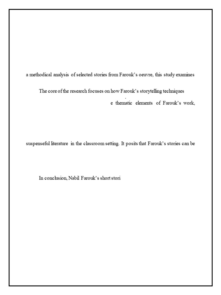 Suspense in Selected Short Stories by Nabil Farouk For Teens | PDF