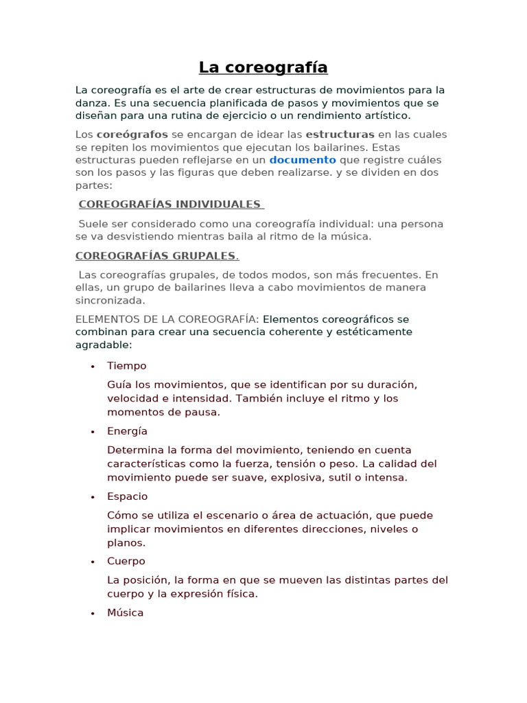 La Coreografía | PDF