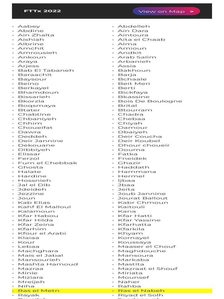 Ogero Service Locations in Lebanon | PDF