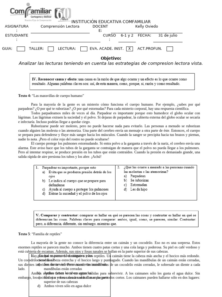 Evaluación 1er Período Comp Lect. 6 | PDF | Aquiles | Héctor
